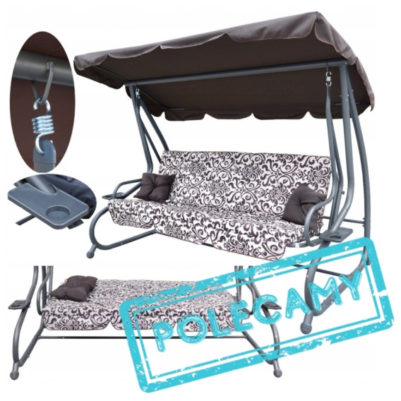 [8011.PAT.CB] DUŻA HUŚTAWKA ROZKŁADANA LEŻANKA OGRODOWA 2w1 4os. > Autka na akumulator i Mix ...